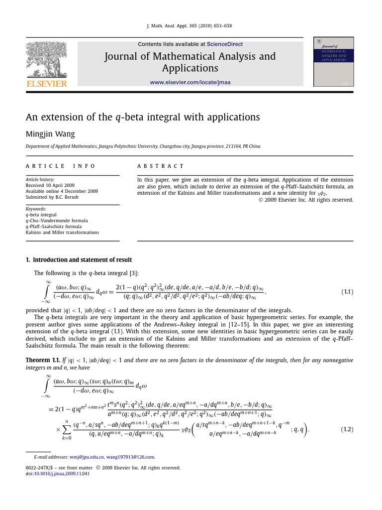 Extension of Beta Function | PDF | Mathematical Analysis | Mathematics