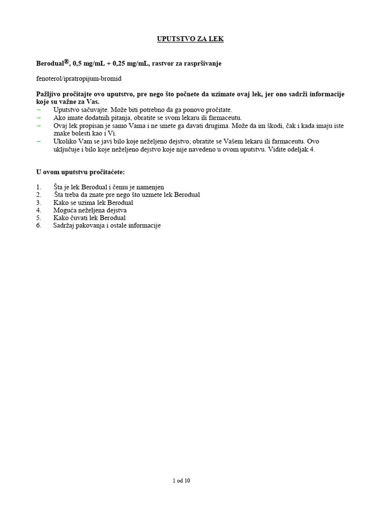 Uputstvo Za Lek | PDF