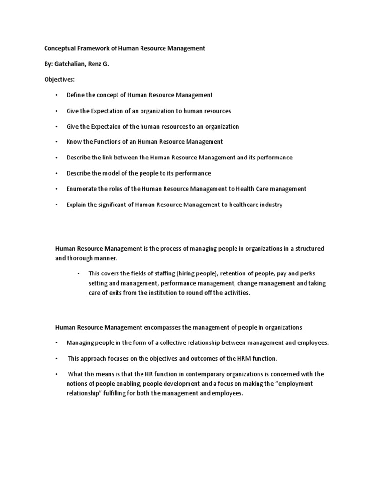 Conceptual Framework of Human Resource Management | PDF | Career & Growth