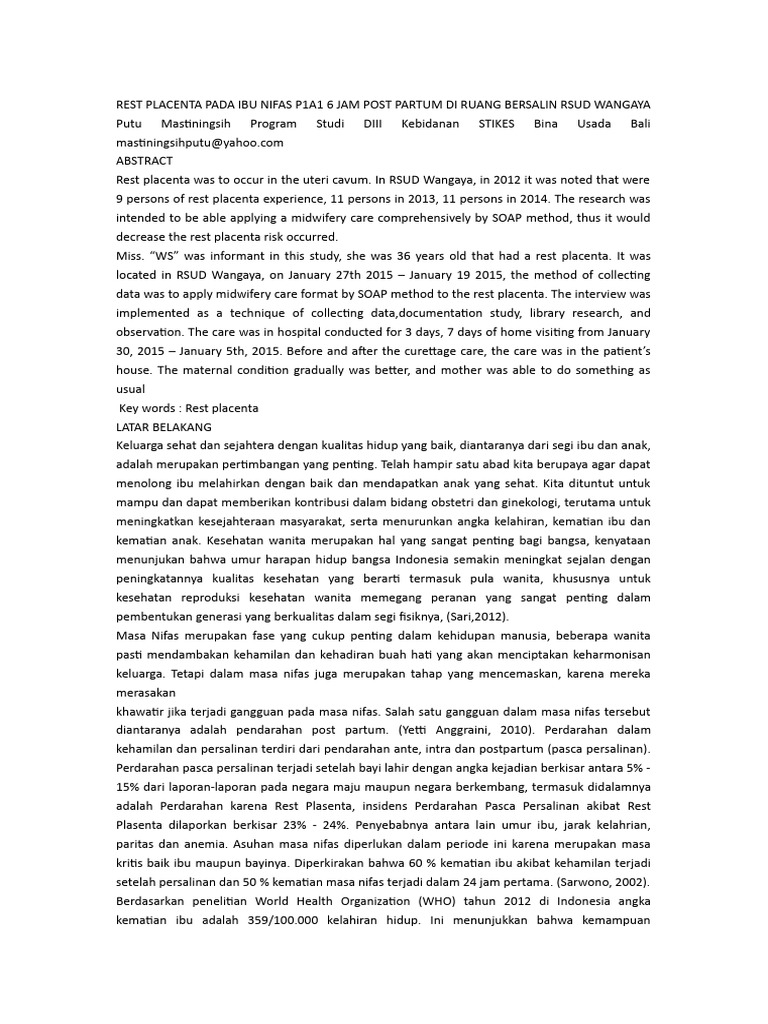 Sisa Plasenta | PDF
