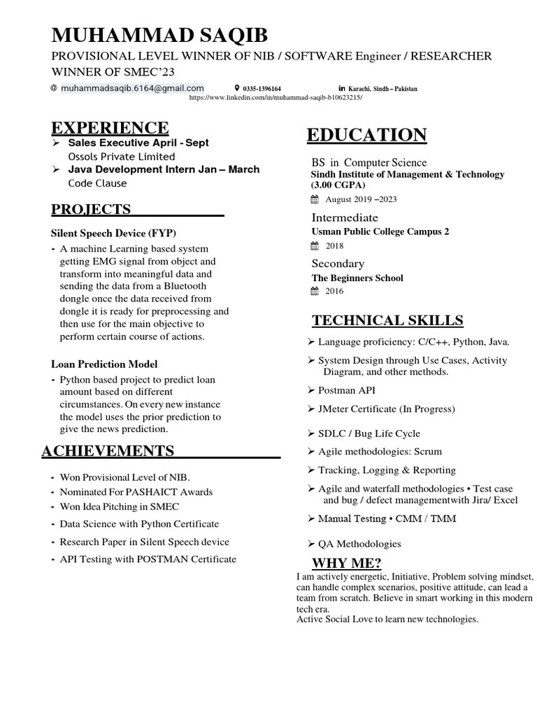 Muhammad Saqib Software Engineer | PDF | Business