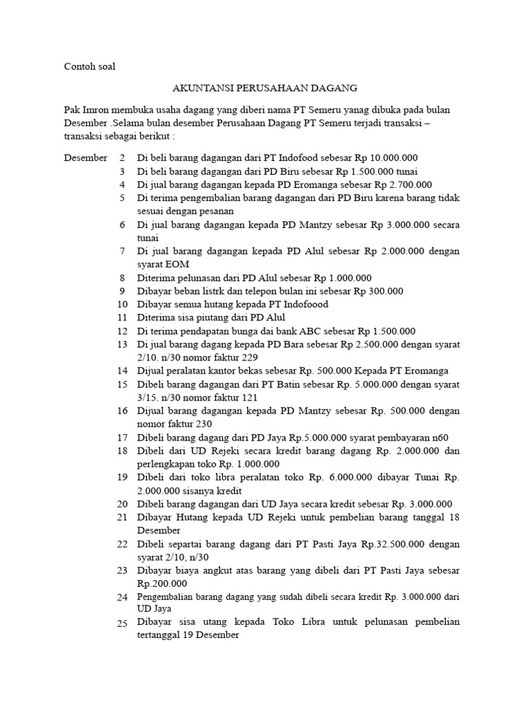 Contoh soal perusahaan dagang | PDF