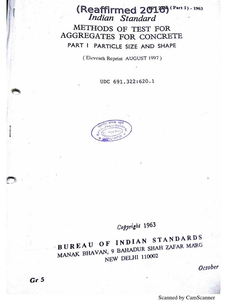 IS 2386-1963 (Part 1) RA 2016 | PDF