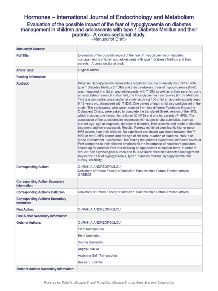 Horm S 23 00313 1 | PDF | Hypoglycemia | Diabetes Management