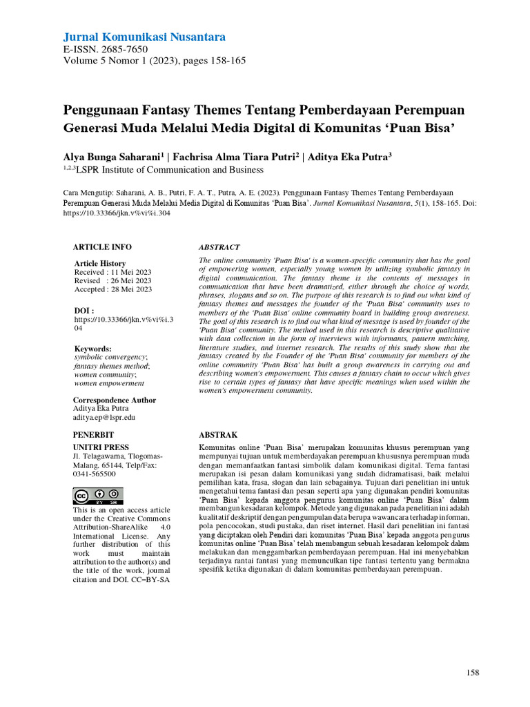 Jurnal Alya Bunga Saharani - Final Exam Seminar and Publication | PDF