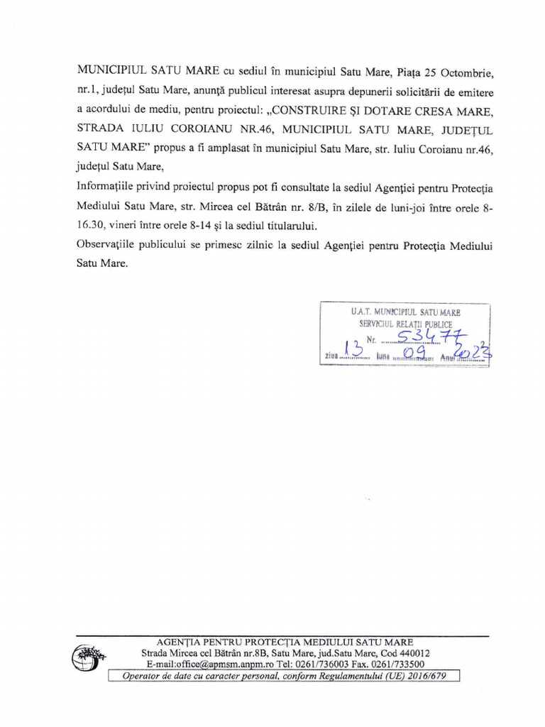 Anunt Construire Cresa Mare 1 | PDF