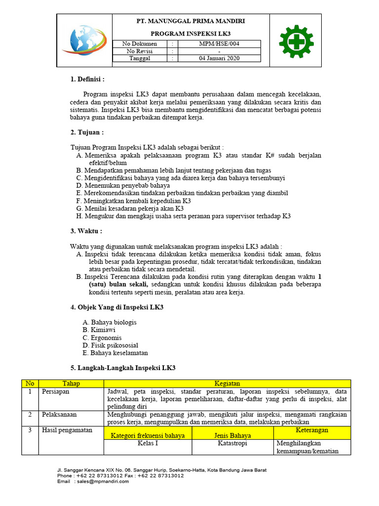 04 Program Inspeksi LK3 | PDF