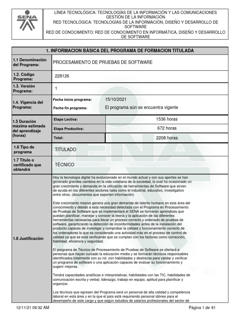 Diseno - Curricular Programa | PDF | Software | Bases de datos