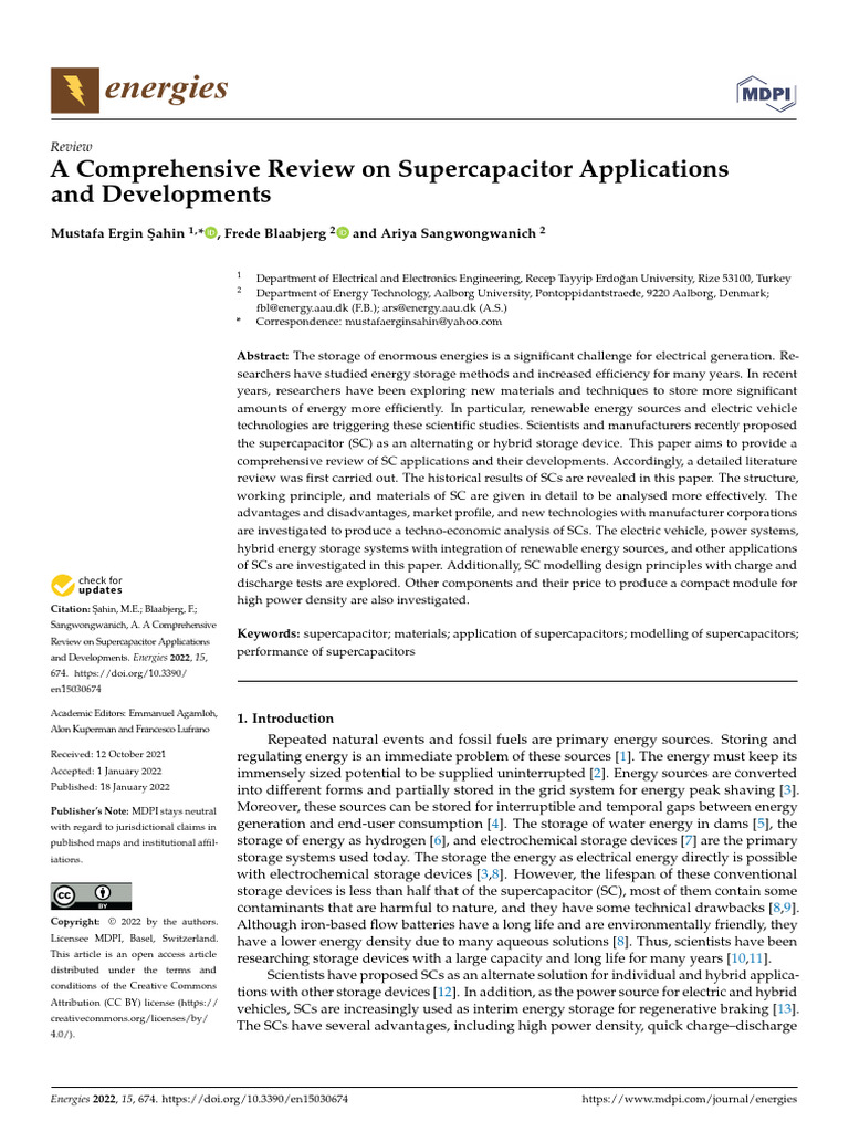 A Comprehensive Review On Supercapacitor Applications | PDF | Capacitor ...