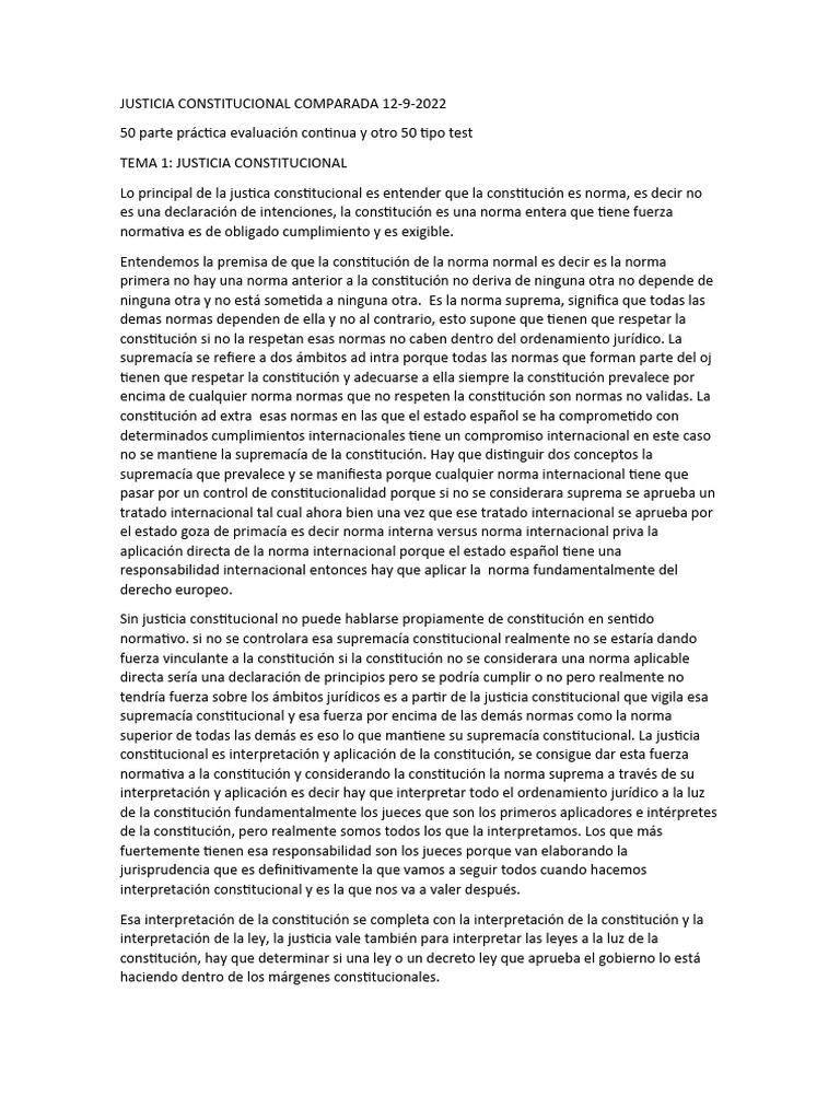 Justicia Constitucional: Modelos y Control | PDF | Judicaturas | Constitución