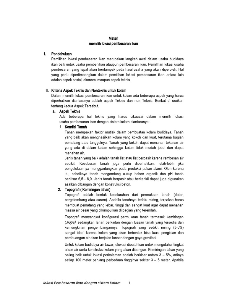 Memilih Lokasi Pembesaran Ikan | PDF | Griya & Taman | Sains & Matematika