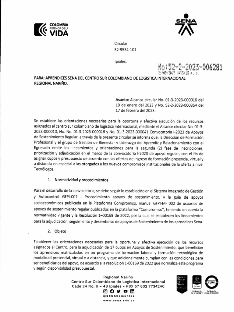 Circular - No - 52 2 2023 006281 | PDF