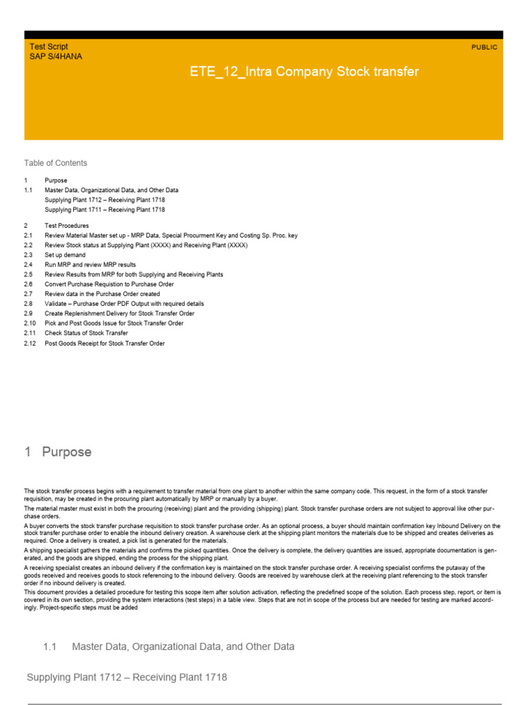 ETE - 12 - IntraCompany Stock Transfer | PDF | Procurement | Business