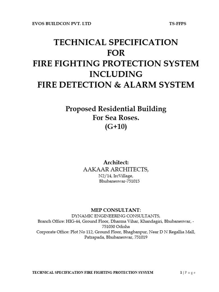 Sea Roses Technical Specification - Ffps & Fad System | PDF | Pipe ...