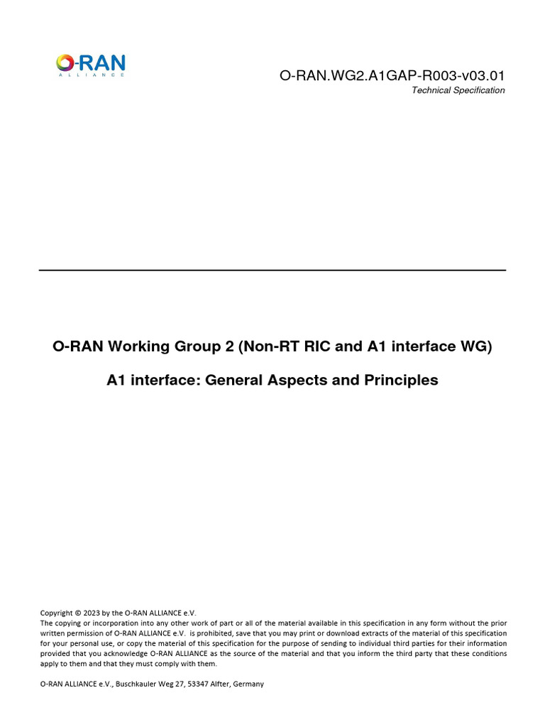 O-RAN WG2 A1GAP-R003-v03 01 | PDF | Policy | Information