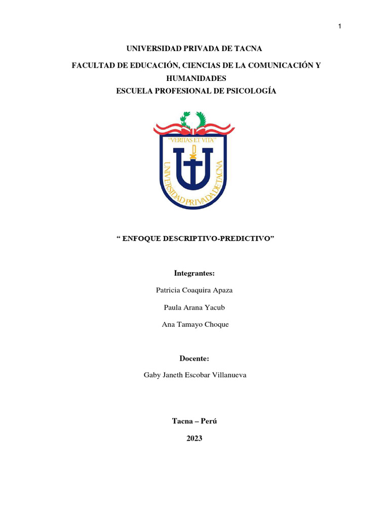 Enfoque Descriptivo-Predictivo | PDF | Hipótesis | Sicología