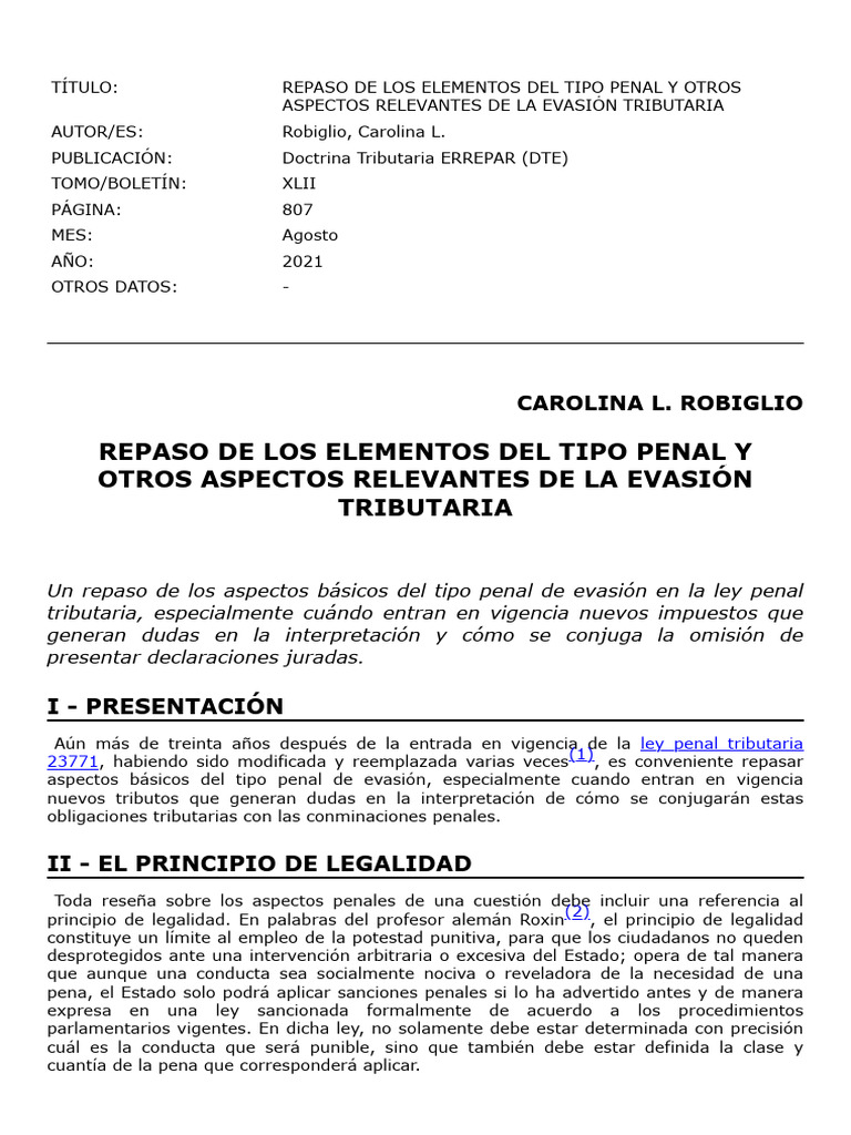 Repaso de Los Elementos Del Tipo Penal y Otros Aspectos Relevantes de ...