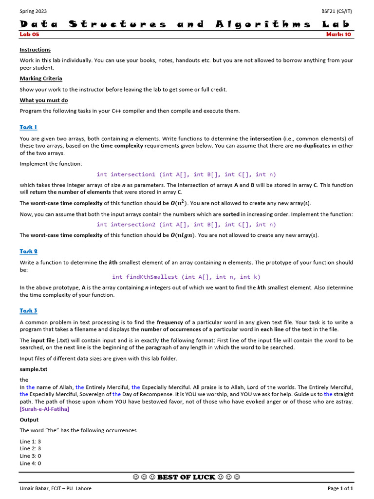 05 Lab - Searching | PDF | Time Complexity | Software Development