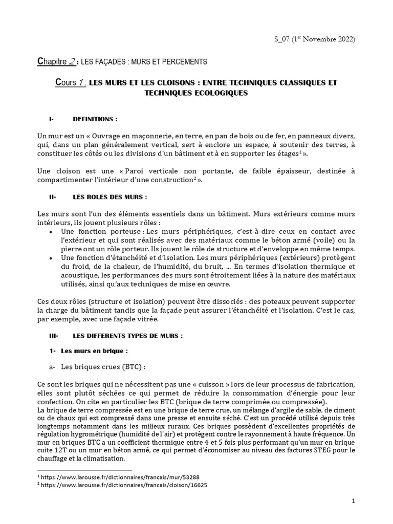 S - 07 - Murs Et Cloisons | PDF