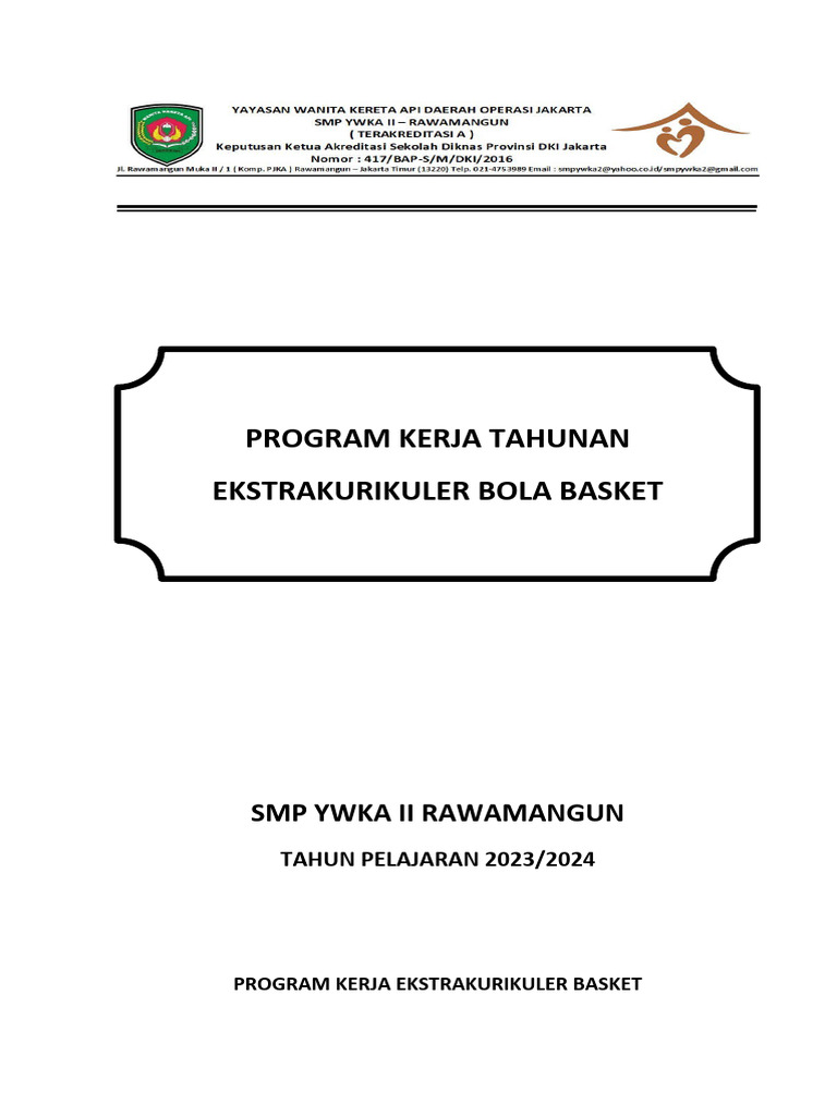 Program Kerja Tahunan Ekstrakurikuler Basket | PDF Program Kerja Tahunan Ekstrakurikuler Basket | PDF