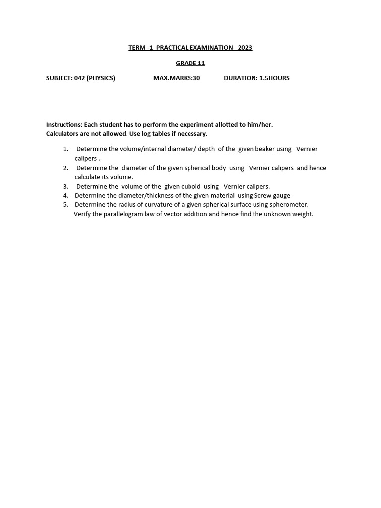 Term 1-Practical Exam Grade 11-2023 | PDF