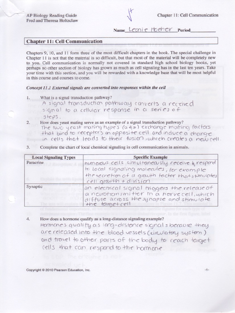 Chapter 11 Cell Communication | PDF