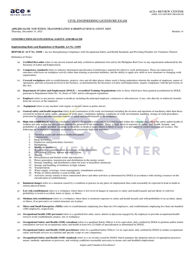 CE Module 14 - COSH (Principles) | Download Free PDF | Occupational ...