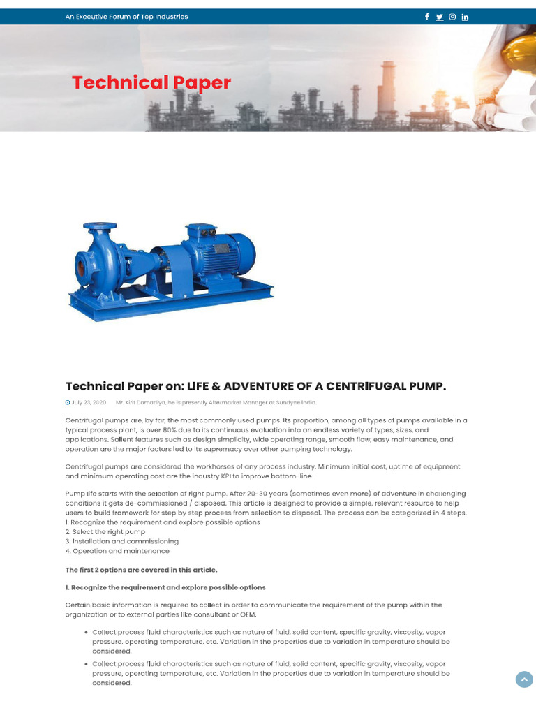 Centrifugal Pump Selection | PDF