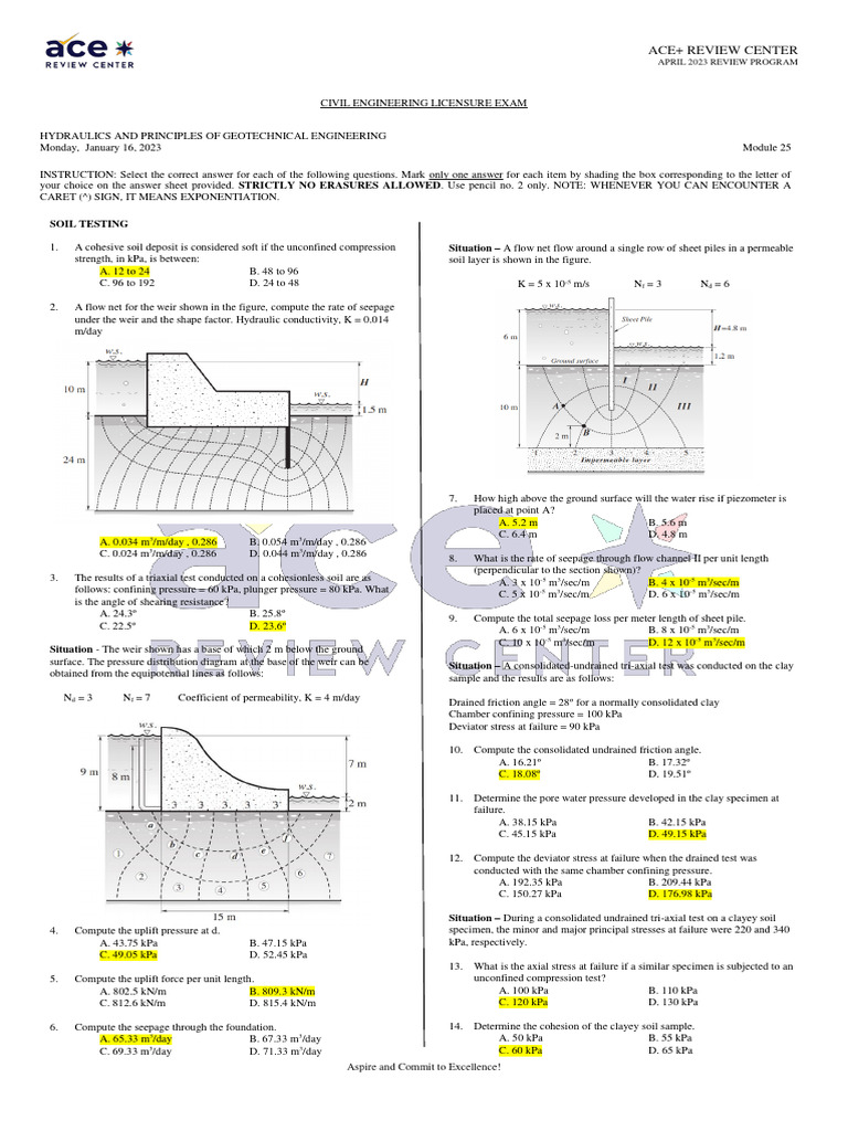 CE Module 25 - Soil Testing (Answer Key) | PDF | Soil Mechanics | Earth ...