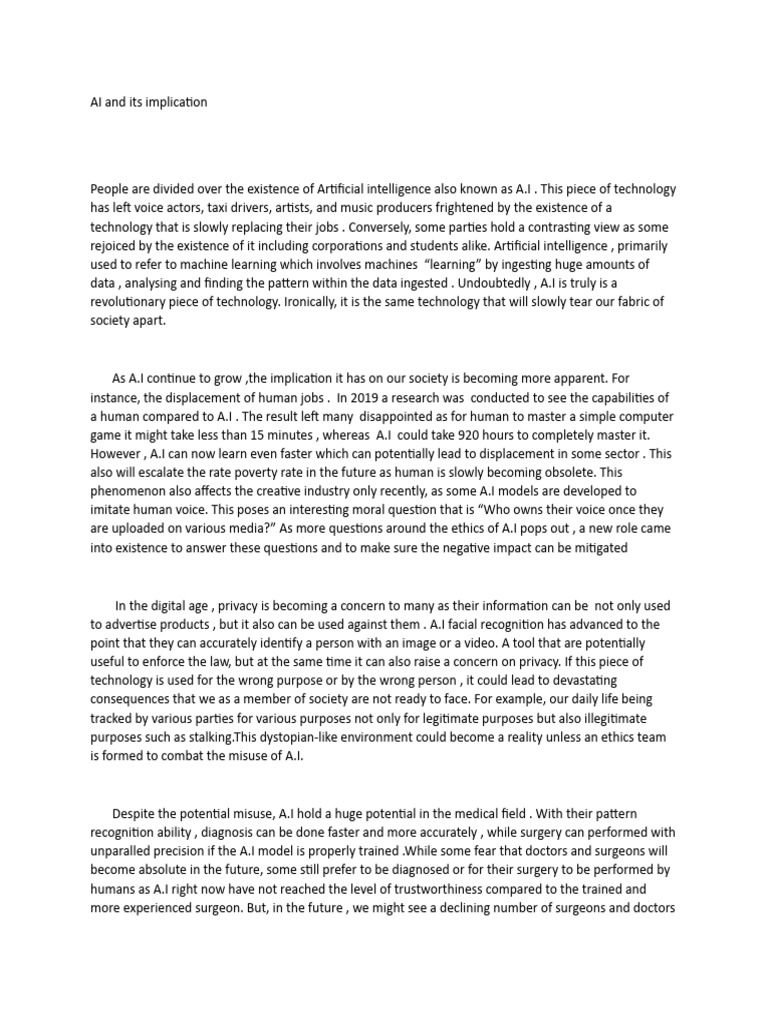 AI and Its Implication | PDF