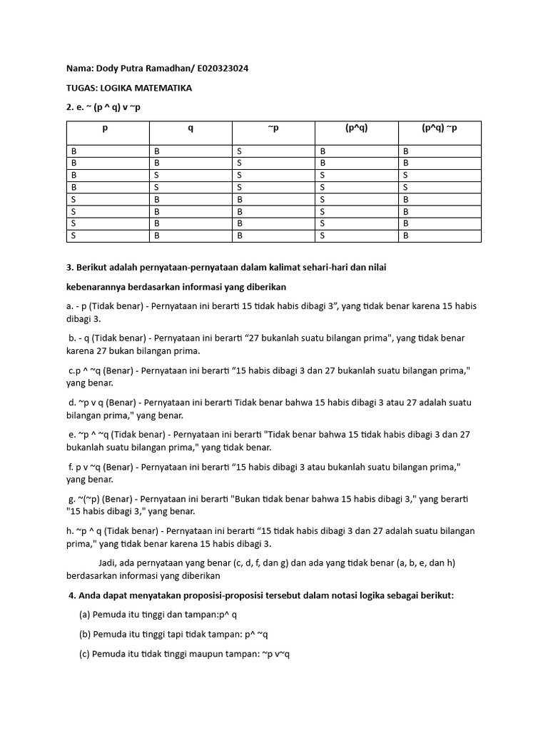 Tugas MTK Logika | PDF