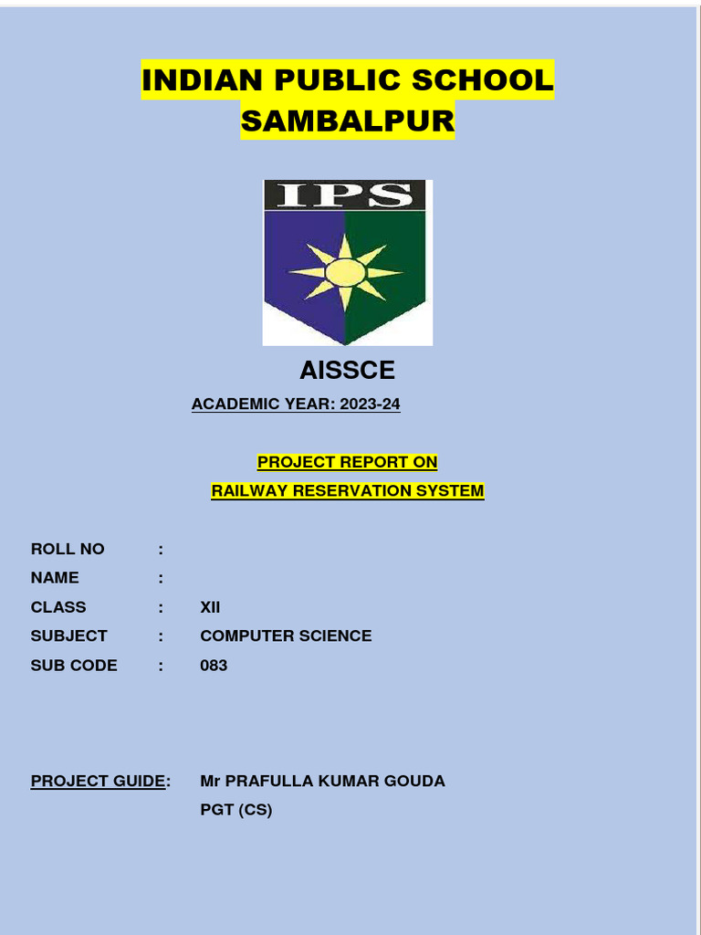 Railway Reservation System | PDF | Python (Programming Language) | Programming