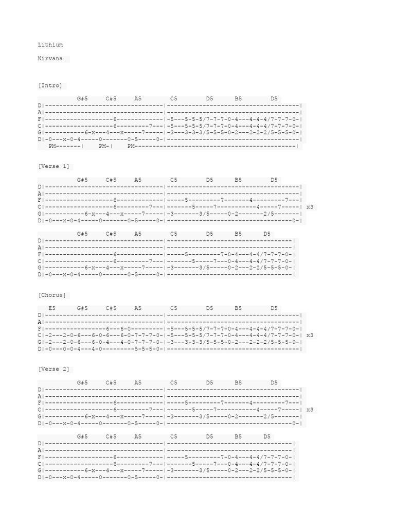 Lithium | PDF | Song Structure | Chess