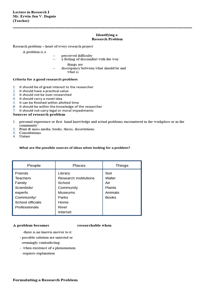 Identifying A Problem | PDF | Knowledge | Cognitive Science