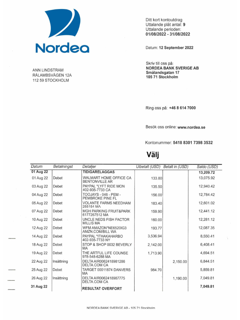 Ann Lindstram - Billing Statement | PDF Ann Lindstram - Billing Statement | PDF