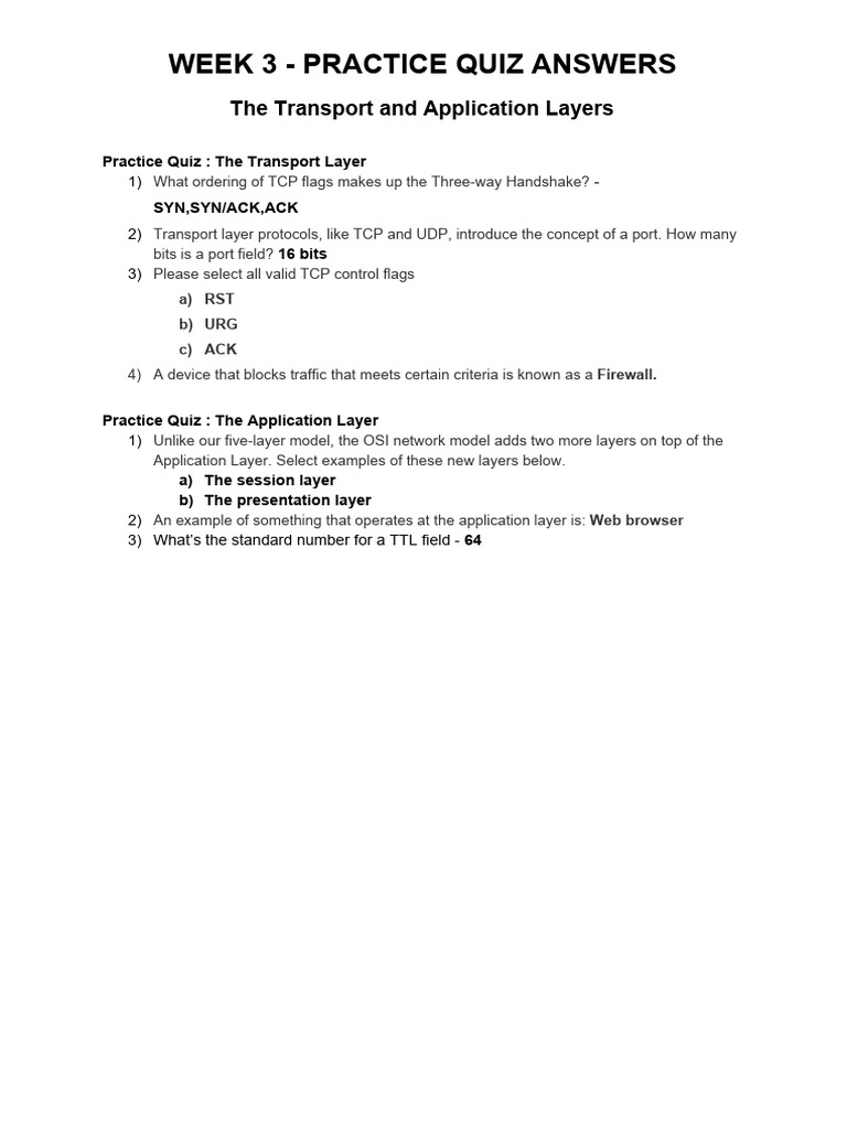 Week 3 - Practice Quiz Answers | PDF