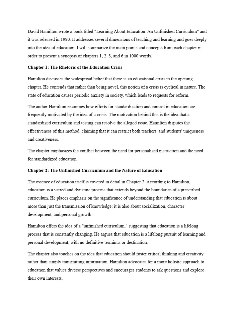 Unfinished Curriculum Assignment | PDF | Curriculum | Ideologies