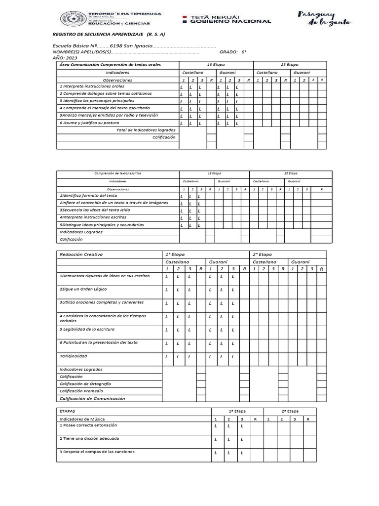 Evaluación de Aprendizaje Escolar 2023 | PDF