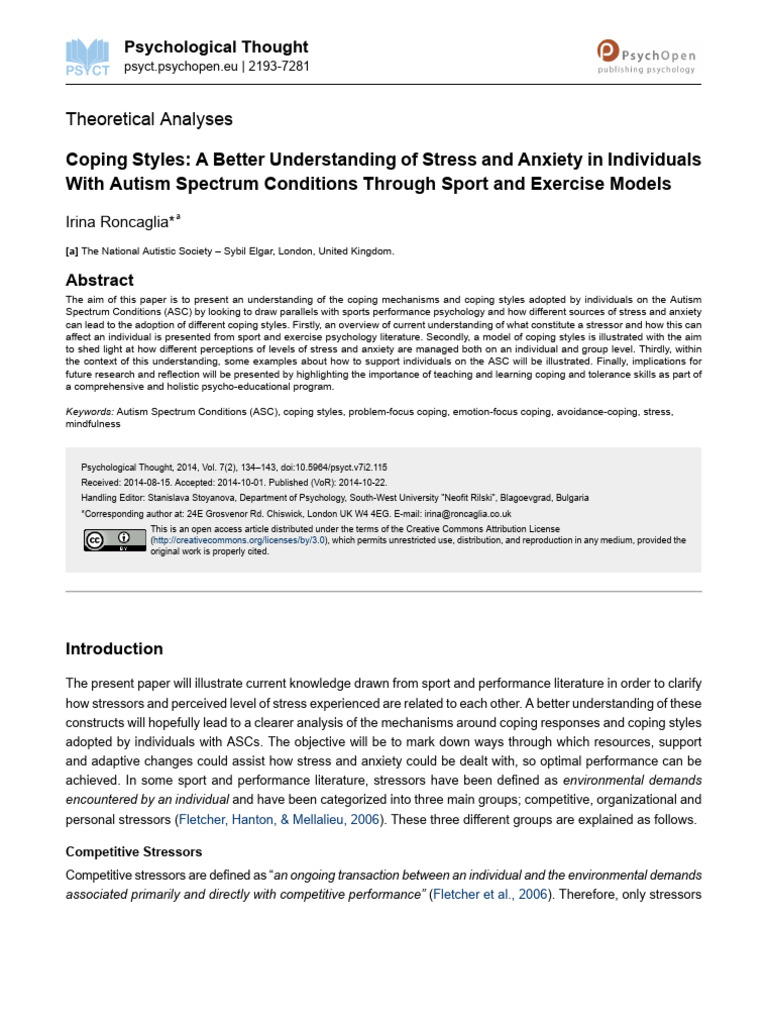 Coping Styles A Better Understanding of Stress and | PDF | Stress ...