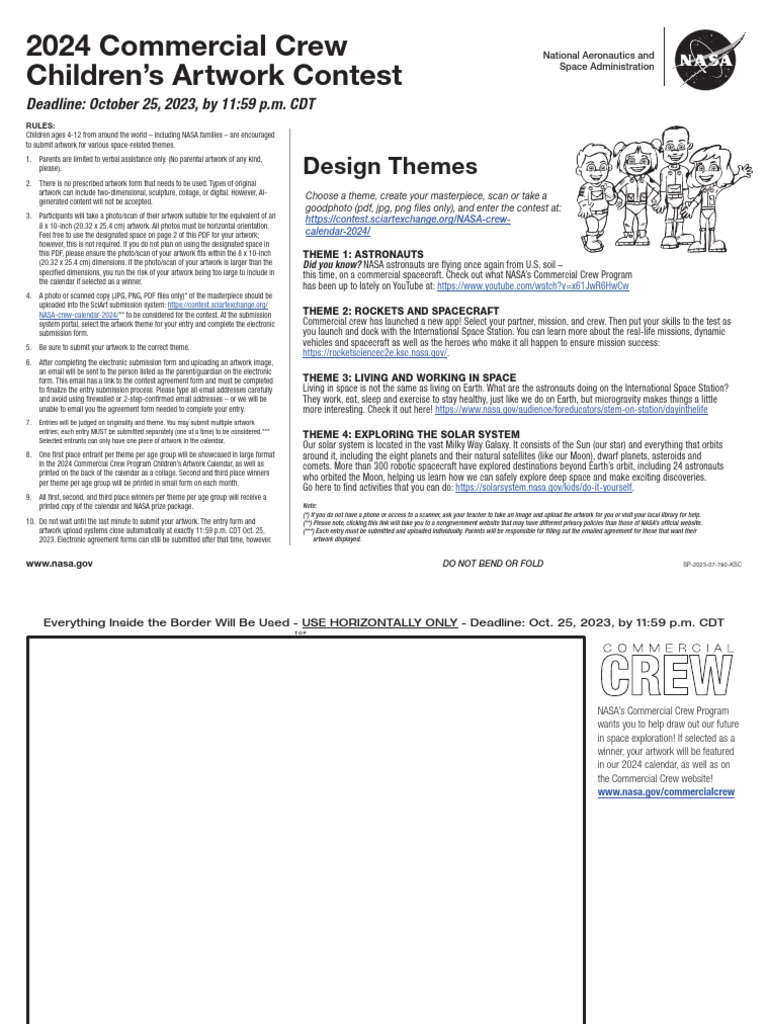 Final CCP Artwork Contest Form 2024 | PDF | Nasa | International Space ...