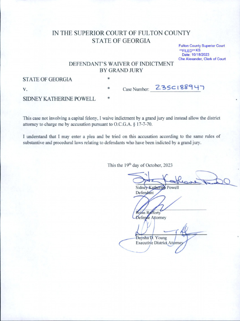 23sc188947 - Deft Waiver of Indictment | PDF