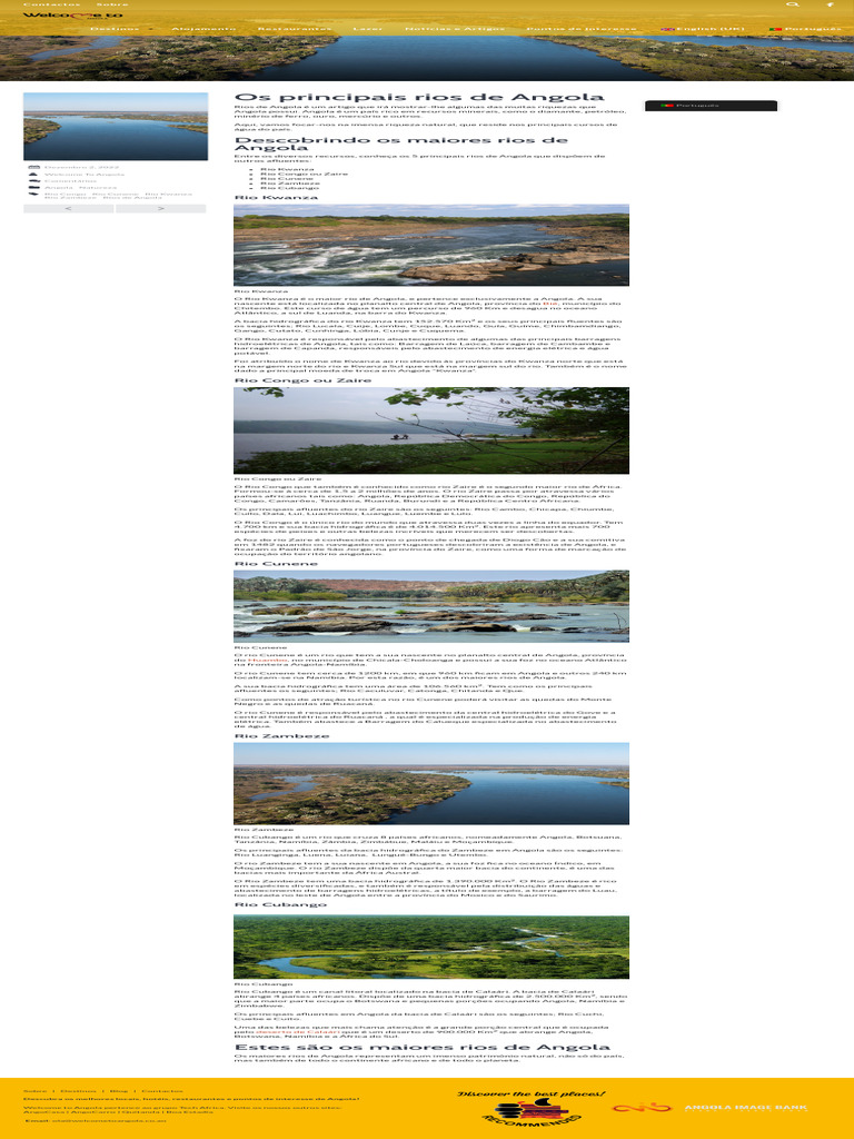 Os Maiores Rios de Angola - Welcome To Angola | PDF