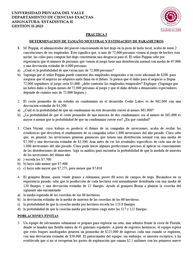 Practica 3 Est Sociales | PDF | Desviación Estándar | Muestreo (Estadísticas)