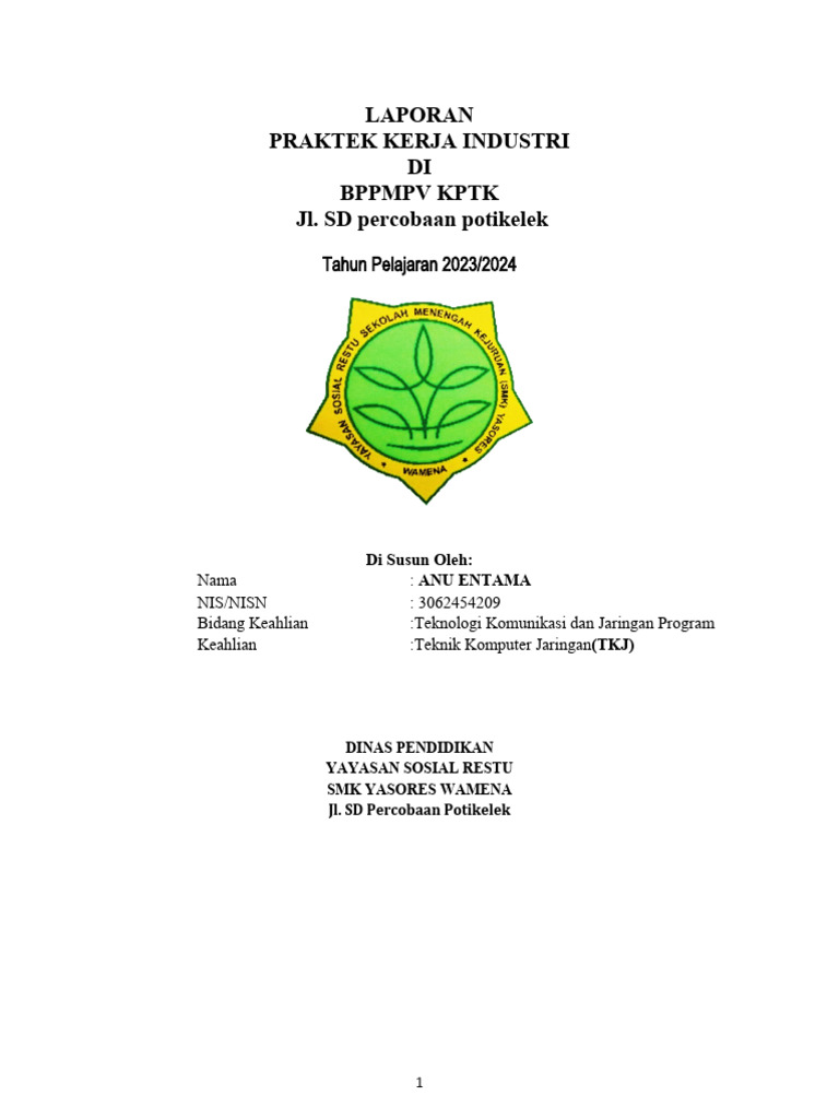 Contoh Laporan Prakerin Smk Tkj | PDF
