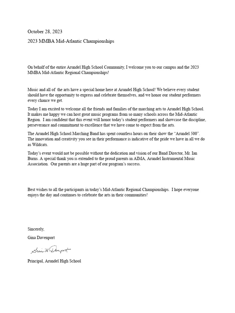 Updated 2023 Davenport Letter | PDF