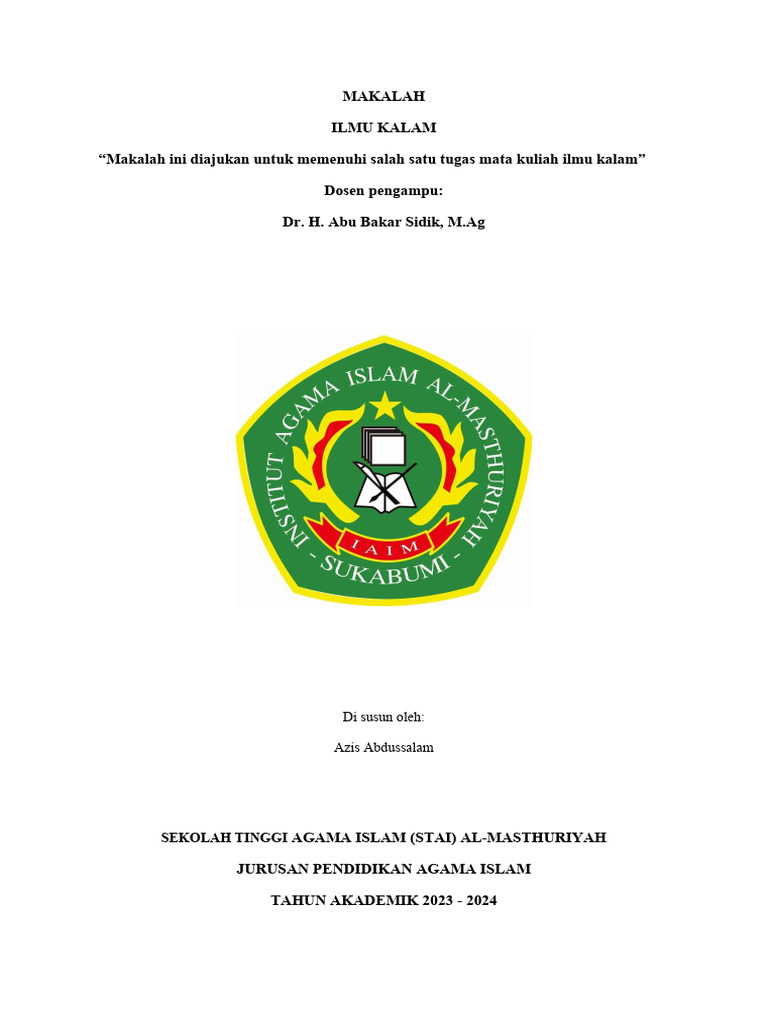 MAKALAH ILMU KALAM Muhamad Fahmi Fauzi | PDF | Agama & Spiritualitas