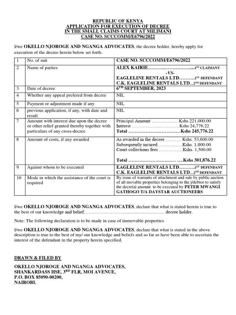 Application For Execution of Decree | PDF