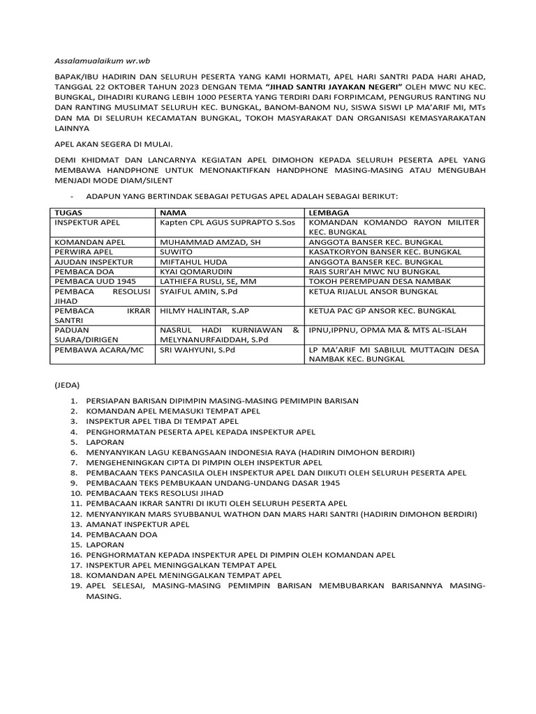 Teks MC Apel HSN 2023-1 | PDF