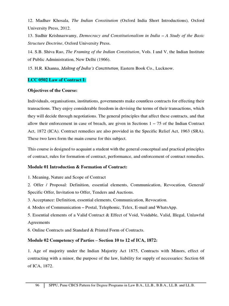 502 Law of Contract I 2023 - Syllabus | PDF | Consideration | Legal Remedy