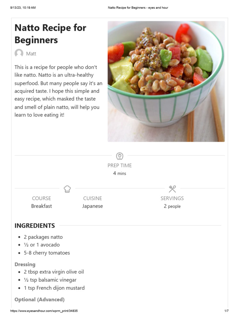 Natto Recipe For Beginners - Eyes and Hour | PDF | Mustard (Condiment ...